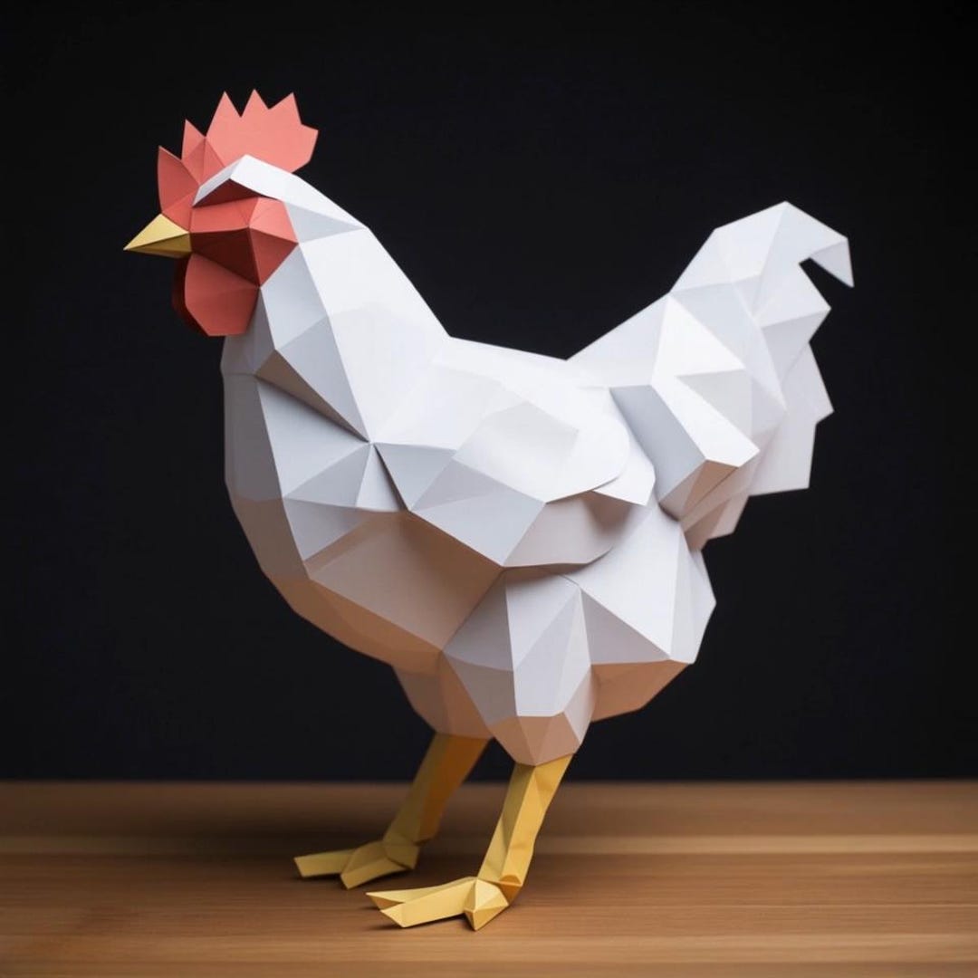 Chicken Papercraft, Paper Craft Chicken Model, Chicken PDF Template, 3D ...