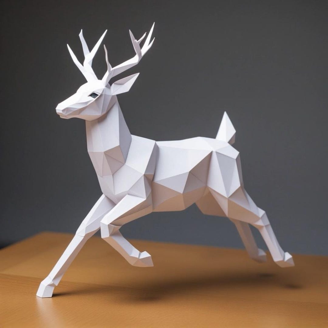 Running Deer Papercraft, Paper Craft Running Deer Model, Running Deer ...