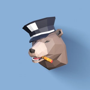Papercraft Bear Head, Paper Craft Bear Head Model, Bear Head PDF ...