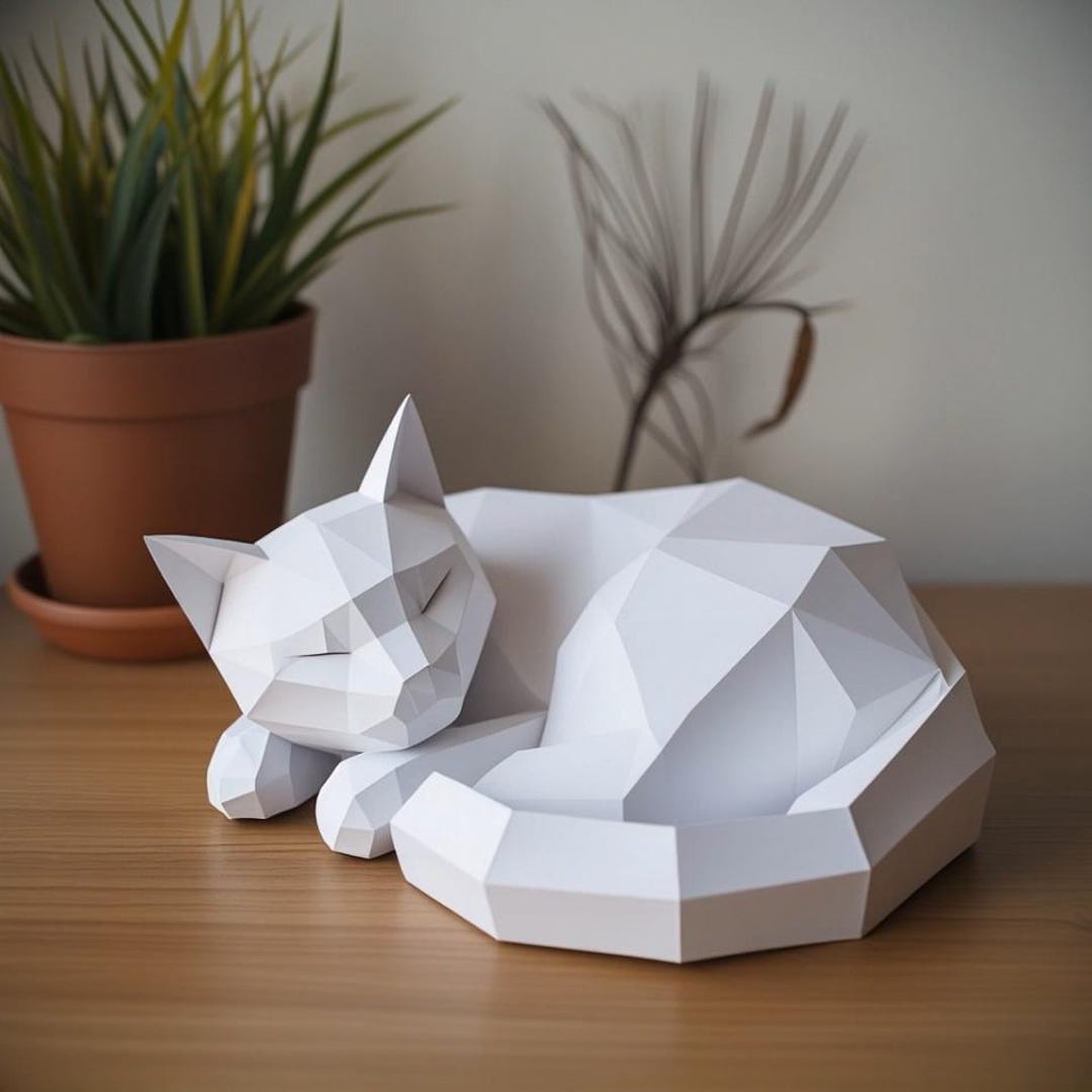 Sleep Cat Papercraft, Paper Craft Sleep Cat Model, Sleep Cat PDF ...