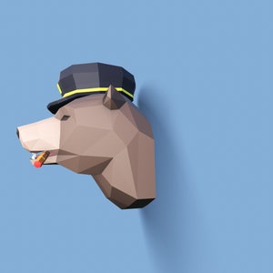 Papercraft Bear Head, Paper Craft Bear Head Model, Bear Head PDF ...