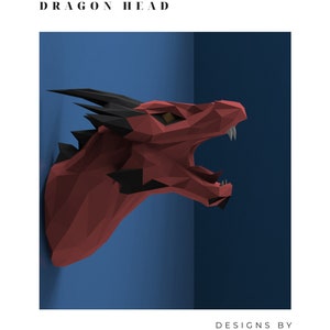 Papercraft Dragon Head, Paper Craft Dragon Head Model, Dragon Head PDF ...