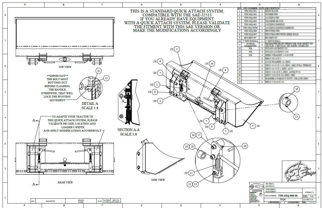 Skid Steer Quick Attach + Receiver PLANS & DXF Files (SSQA) - Etsy