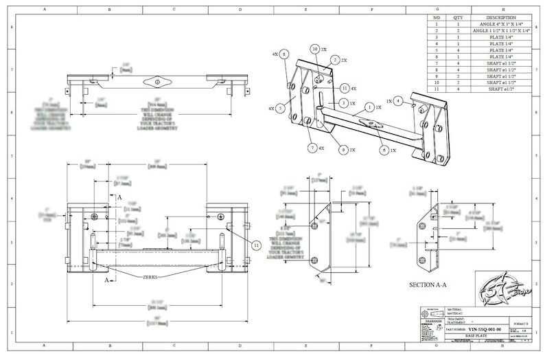 Skid Steer Quick Attach + Receiver PLANS & DXF Files (SSQA) - Etsy