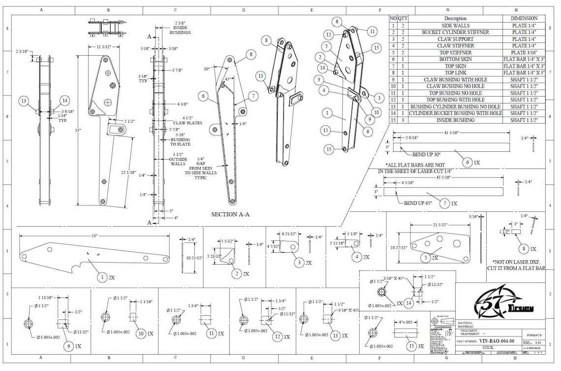 BACKHOE PLANS DXF Files, 1 Set Imperial 1 Set Metric: All Included in 1 ...