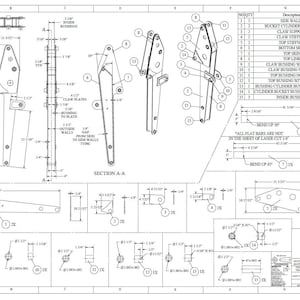 BACKHOE PLANS + DXF Files, 1 Set Imperial + 1 Set Metric: All Included ...