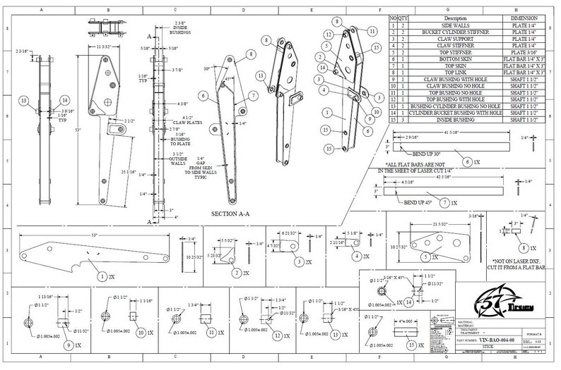 BACKHOE PLANS + DXF Files, 1 Set Imperial + 1 Set Metric: All Included ...