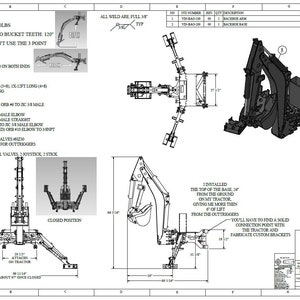 BACKHOE PLANS + DXF Files, 1 Set Imperial + 1 Set Metric: All Included ...