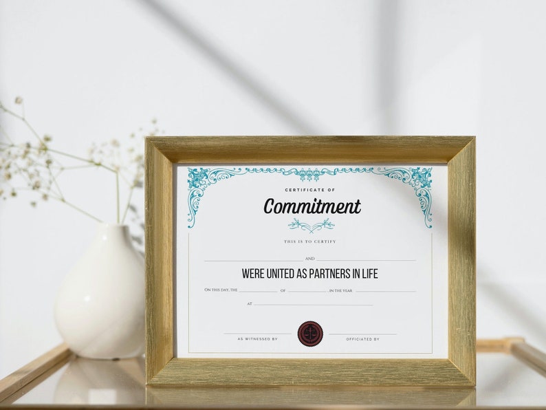 Commitment and Wedding Certificate Template-editable Printable - Etsy