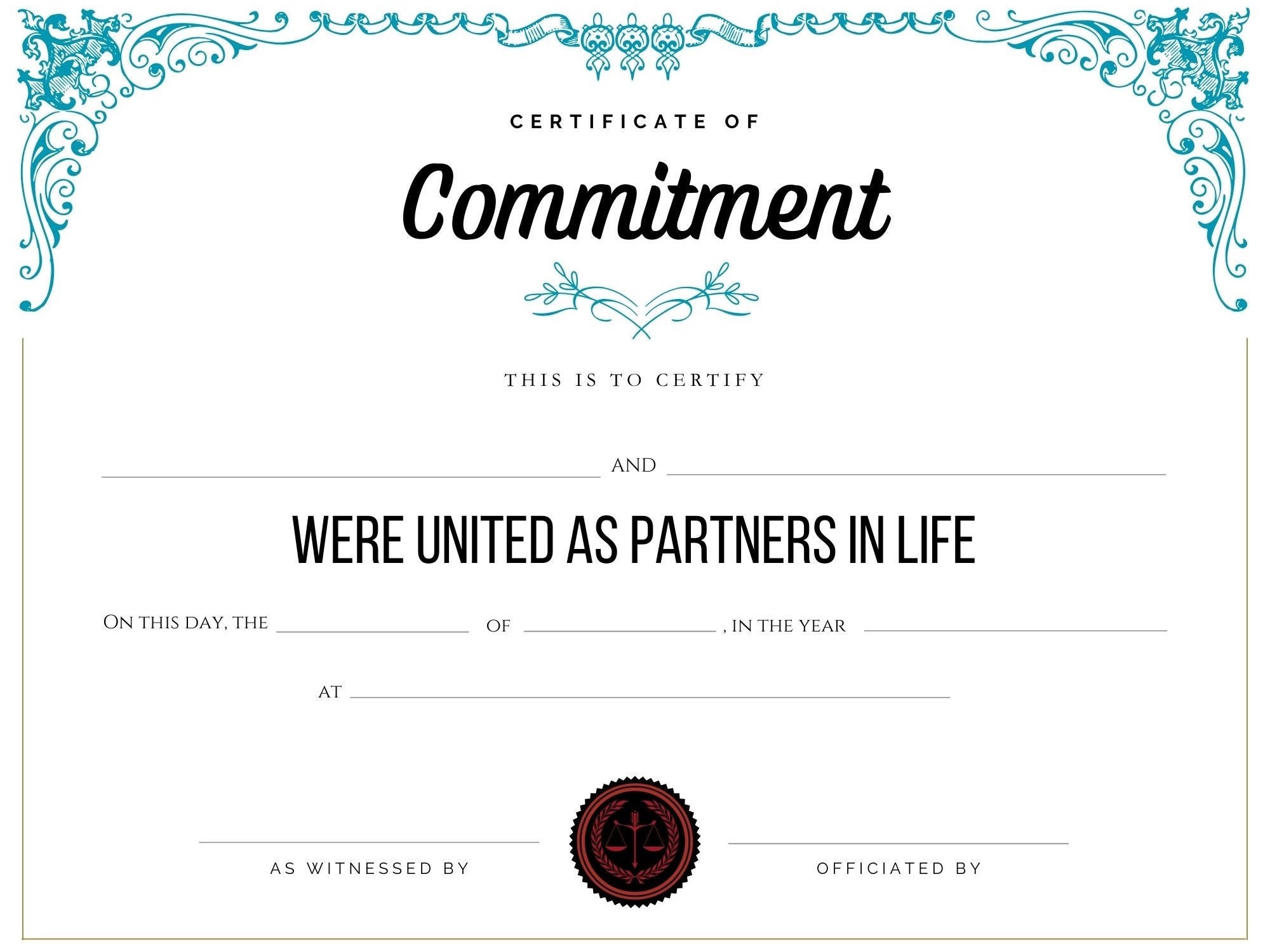 Commitment and Wedding Certificate Template-editable Printable - Etsy