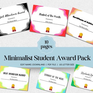 Student Awards Certificates Pack - Etsy