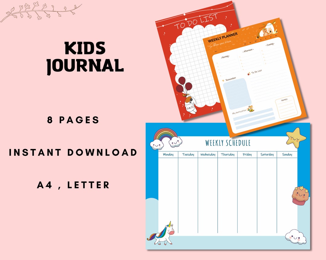 Kids Daily Journal Printable, Journal for Kids, Diary for Children ...
