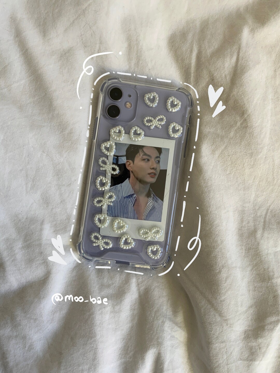 Cute Heart Transparent Phone Case Handmade for Iphone and - Etsy