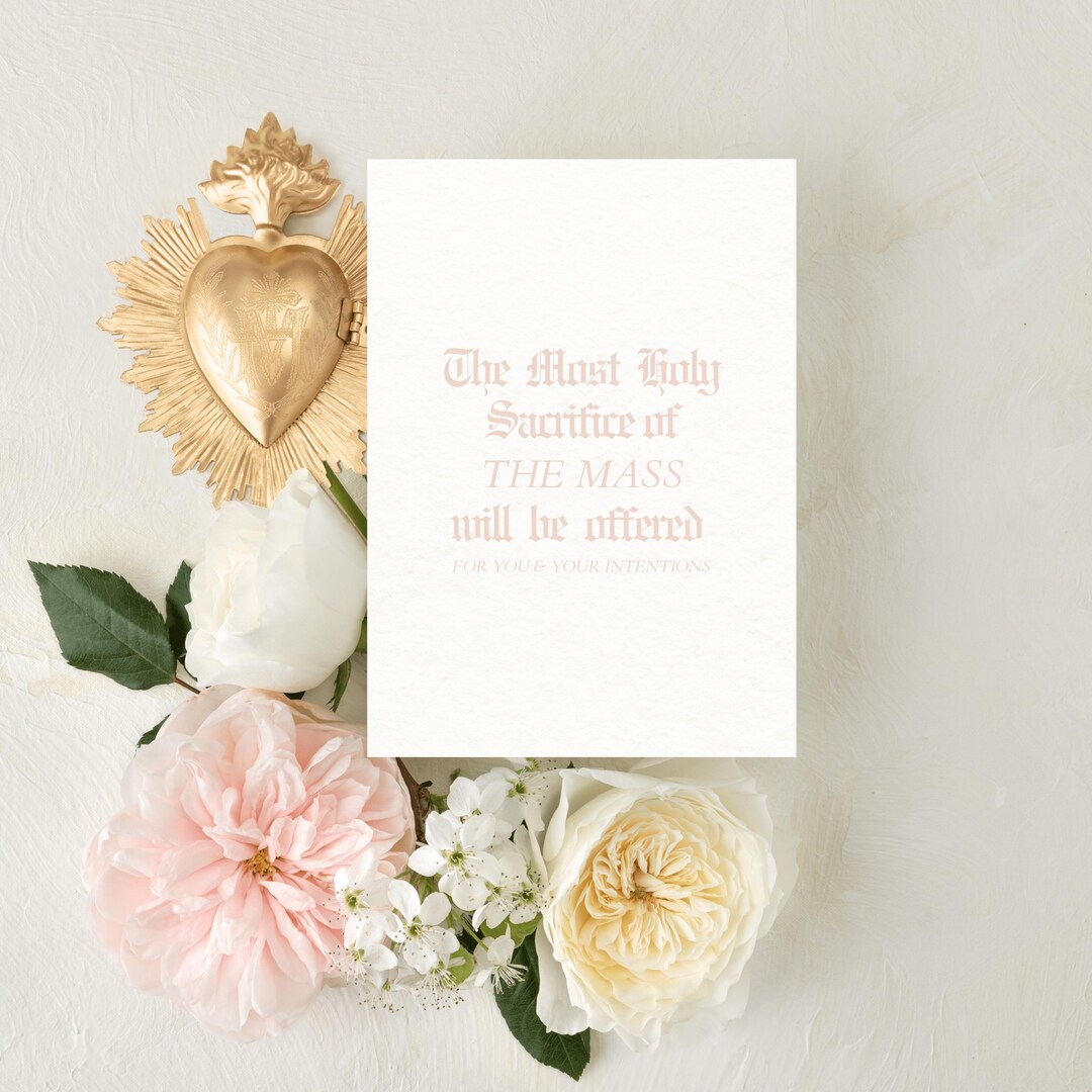 Catholic Mass Cards, A Mass Offering for You (pink), With Optional Mass ...
