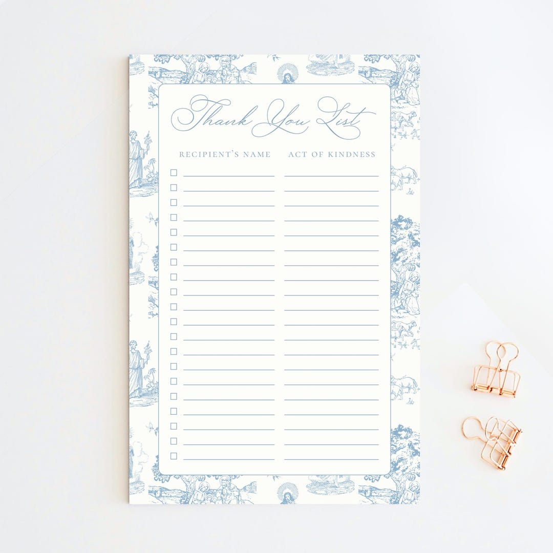 Catholic Notepad, Thank You List - Etsy