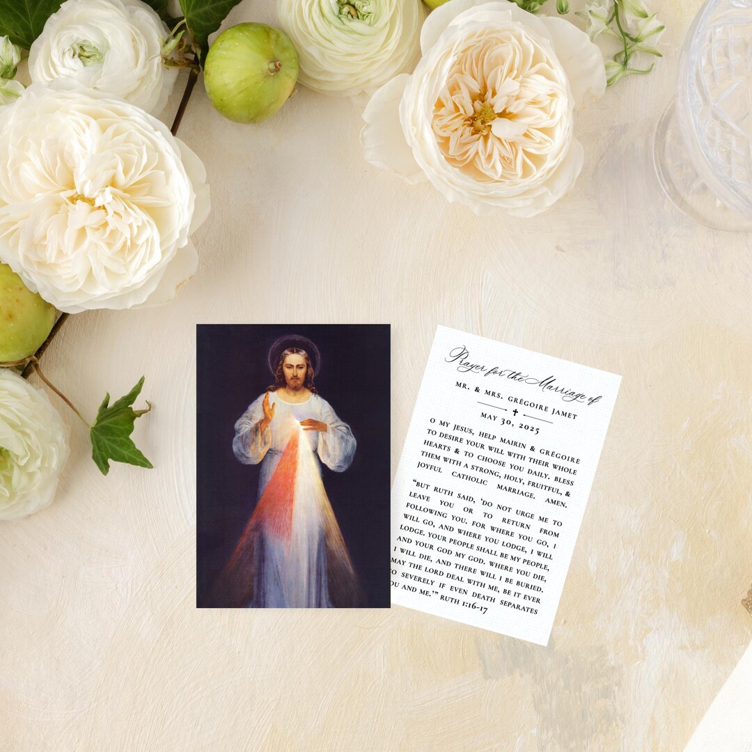Catholic Wedding Prayer Cards, Divine Mercy Jesus, Semi-custom - Etsy