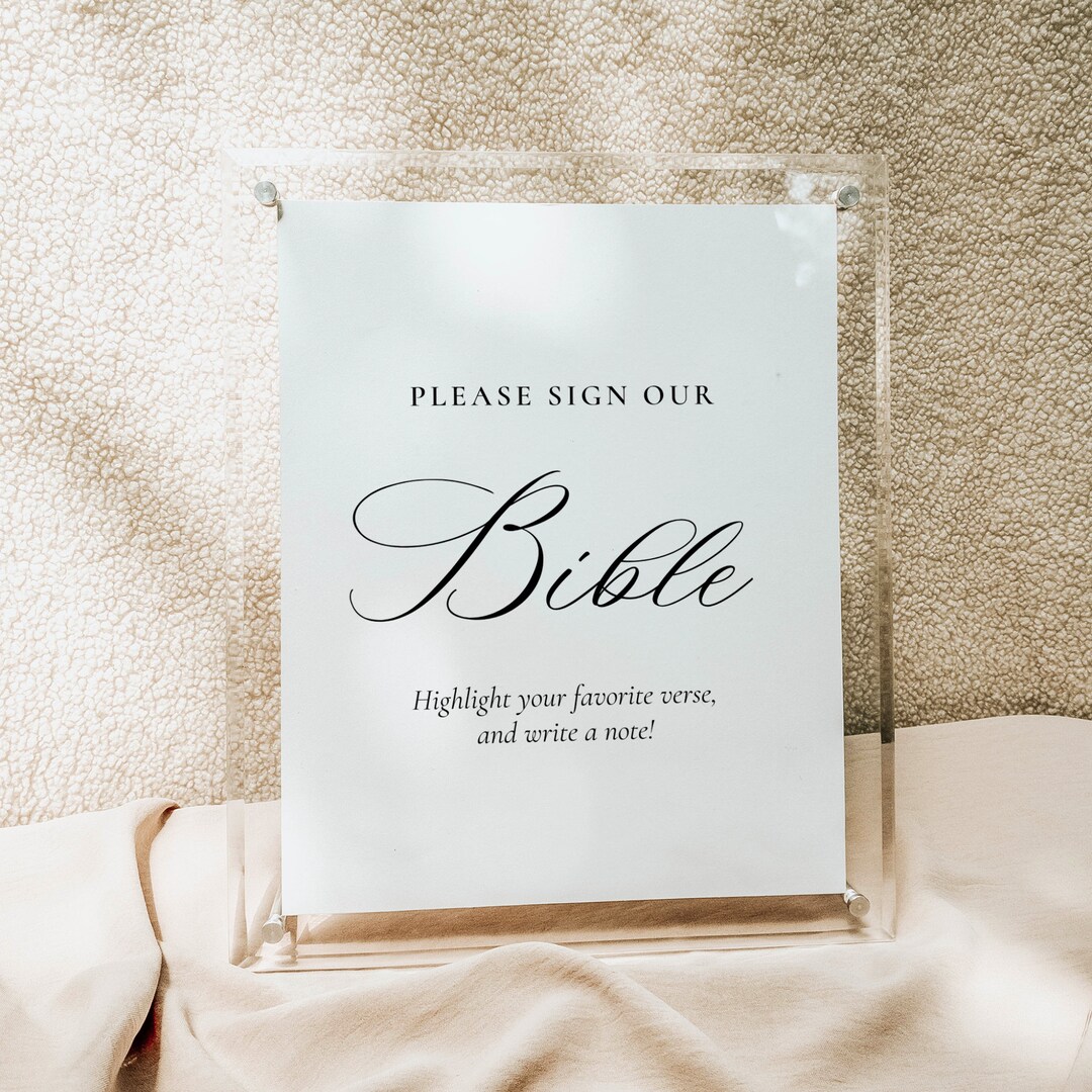 Catholic Wedding Signage, Bible Guest Book Tabletop Sign in Modern ...