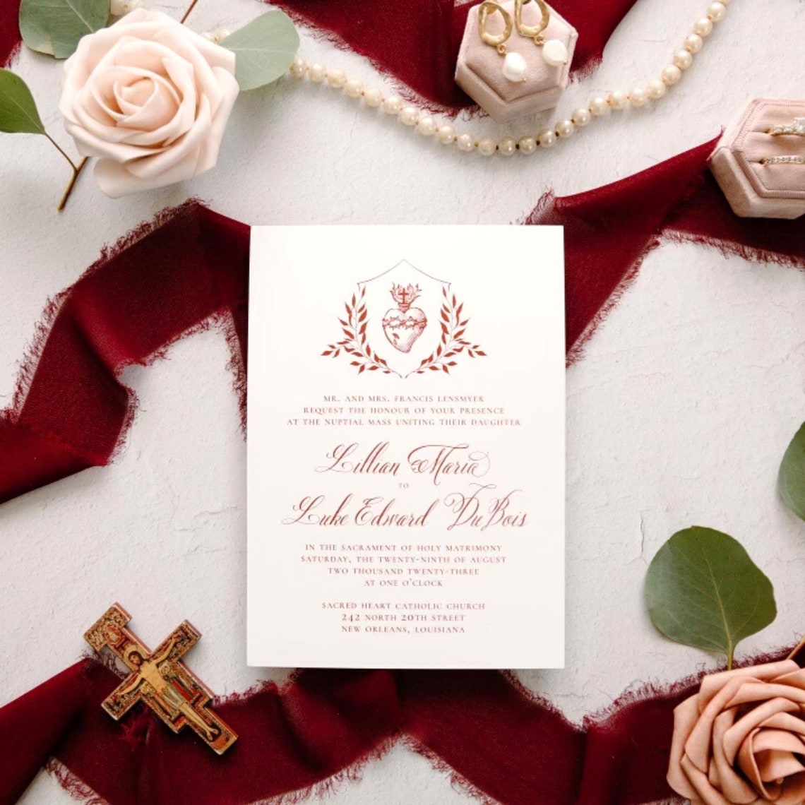 Catholic Wedding Invitations Sacred Heart of Jesus - Etsy