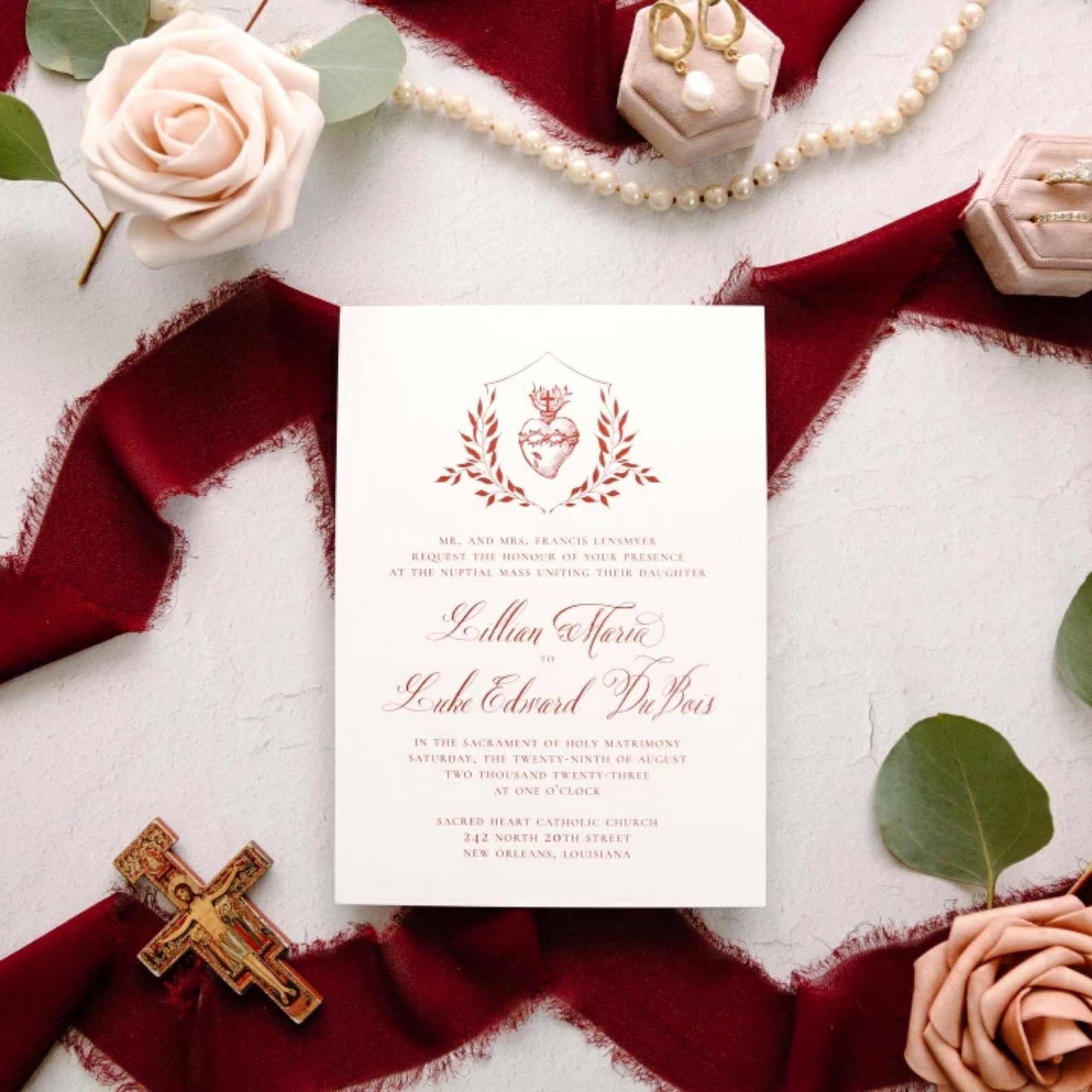 Catholic Wedding Invitations Sacred Heart of Jesus - Etsy