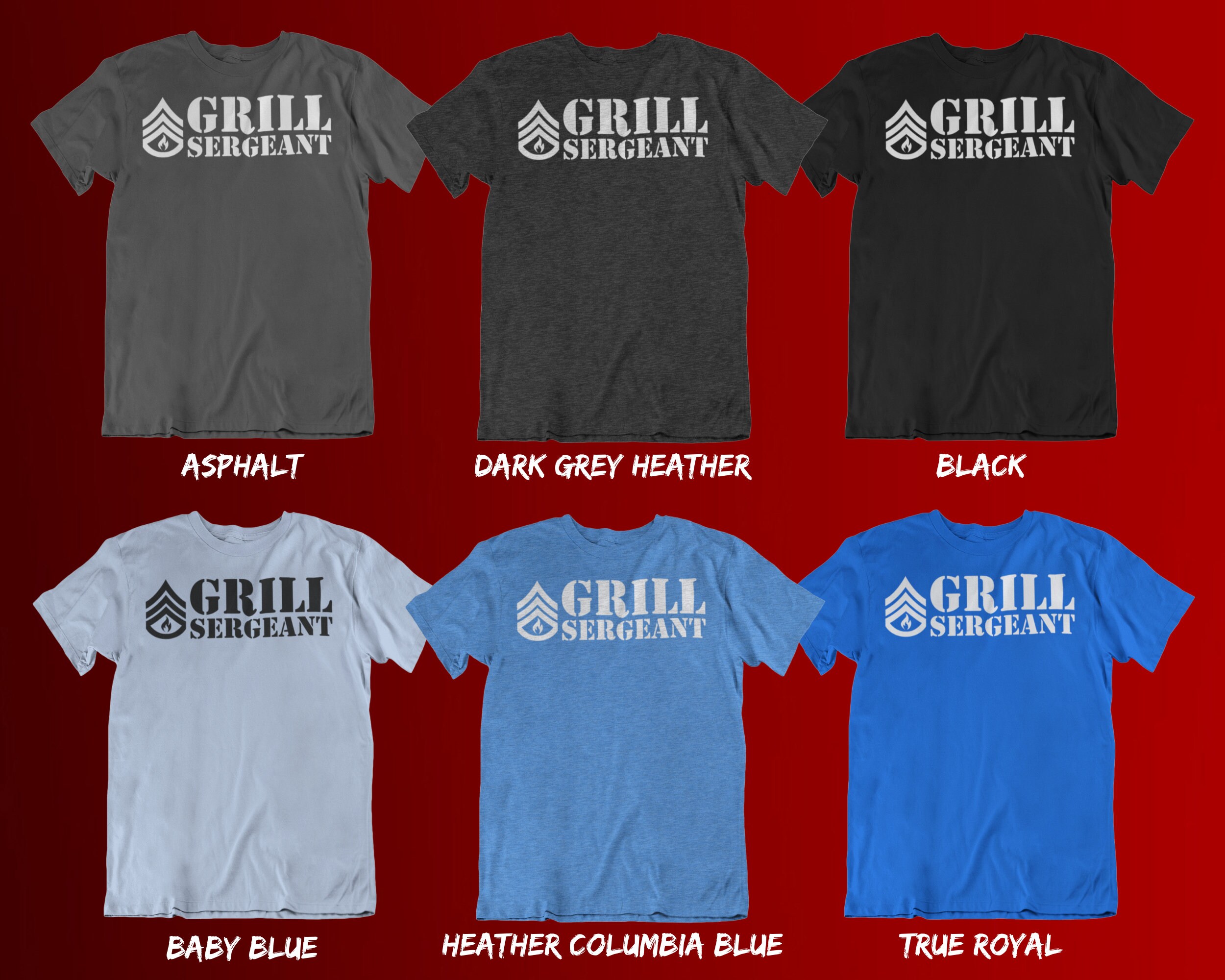 Grill Sergeant Bbq Shirt Dad Grilling Tee Shirts Bbq Smoker - Etsy