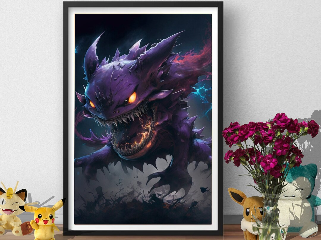 Pokemon Gastly, Haunter, Gengar Poster Prints Ghost Type Pokemon Art ...