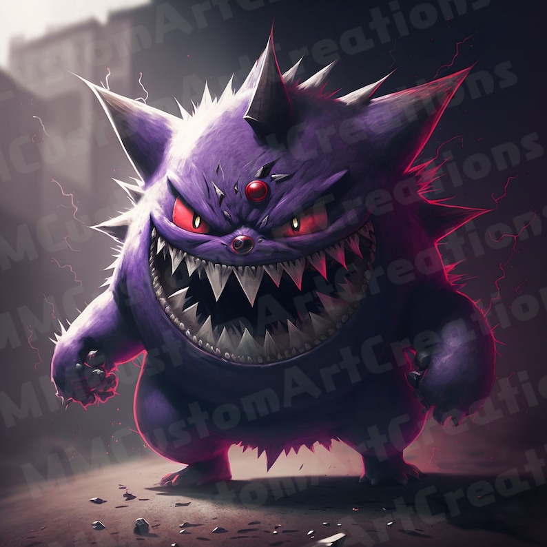 Pokemon Gastly Haunter Gengar Realistic Paintings Digital - Etsy