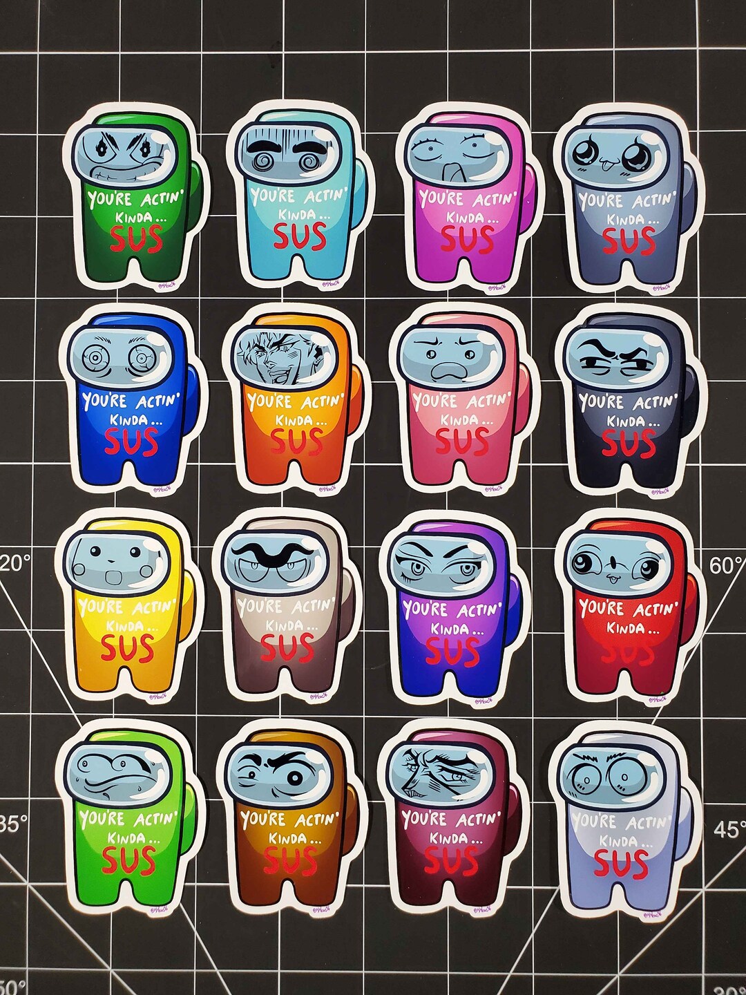 Among Us Stickers Set of 16 Glossy Vinyl Stickers Crewmates & Impostors ...