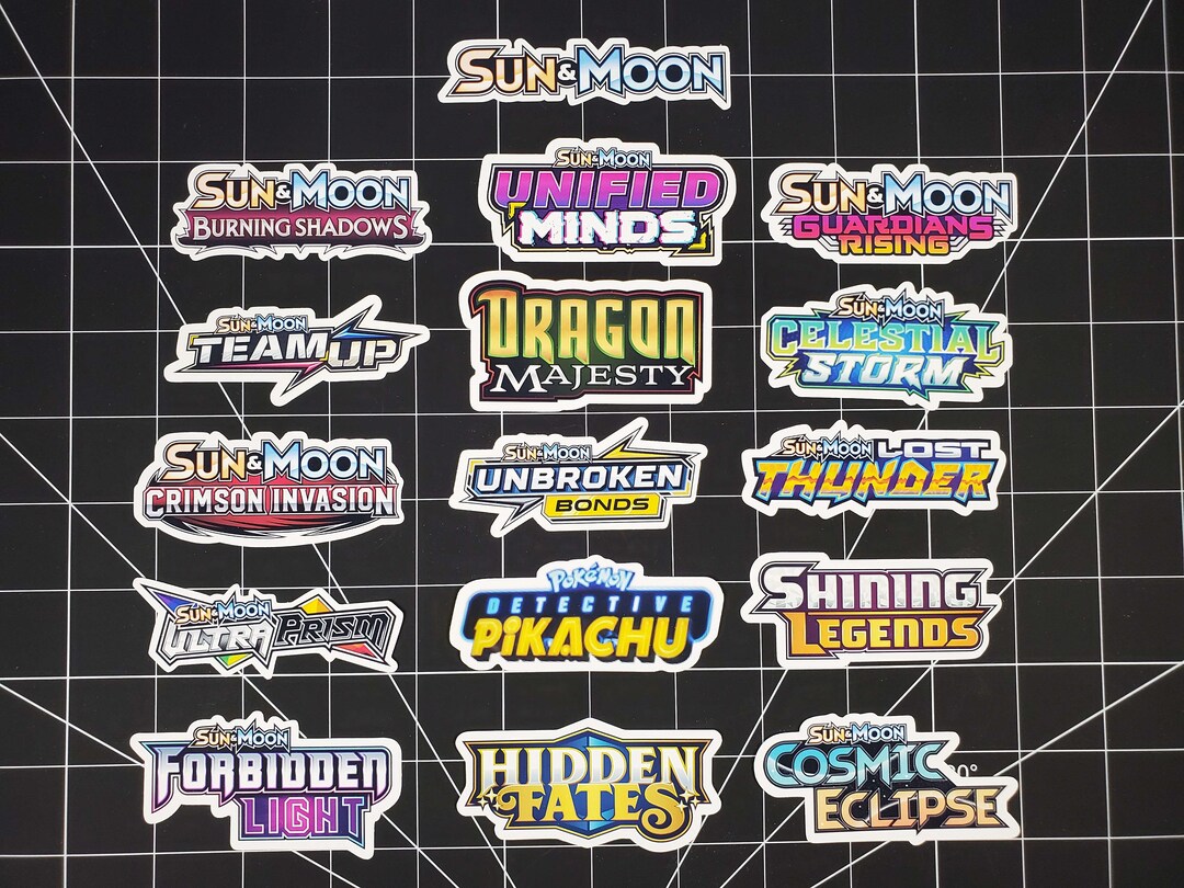 Pokemon Sun & Moon Era Set Symbol Matte Vinyl Stickers for Binders ...