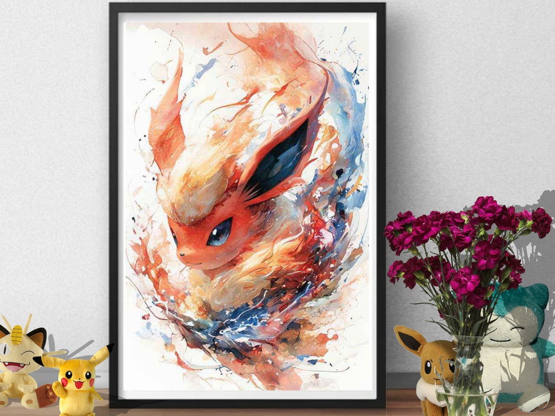 Pokemon Flareon Poster Print Pokemon Wall Art Fire Type Eeveelution ...