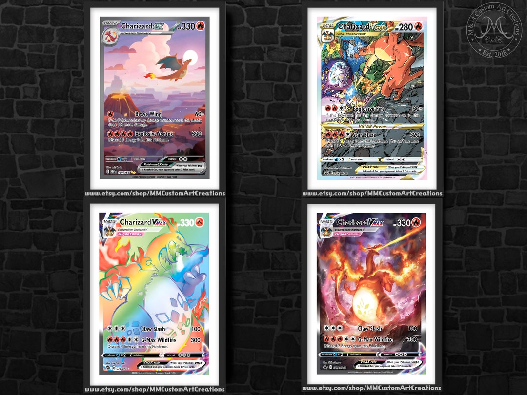 Charizard TCG Card Style Poster Prints PACK 2 8.5x11 and 13x19 Sizes - Etsy
