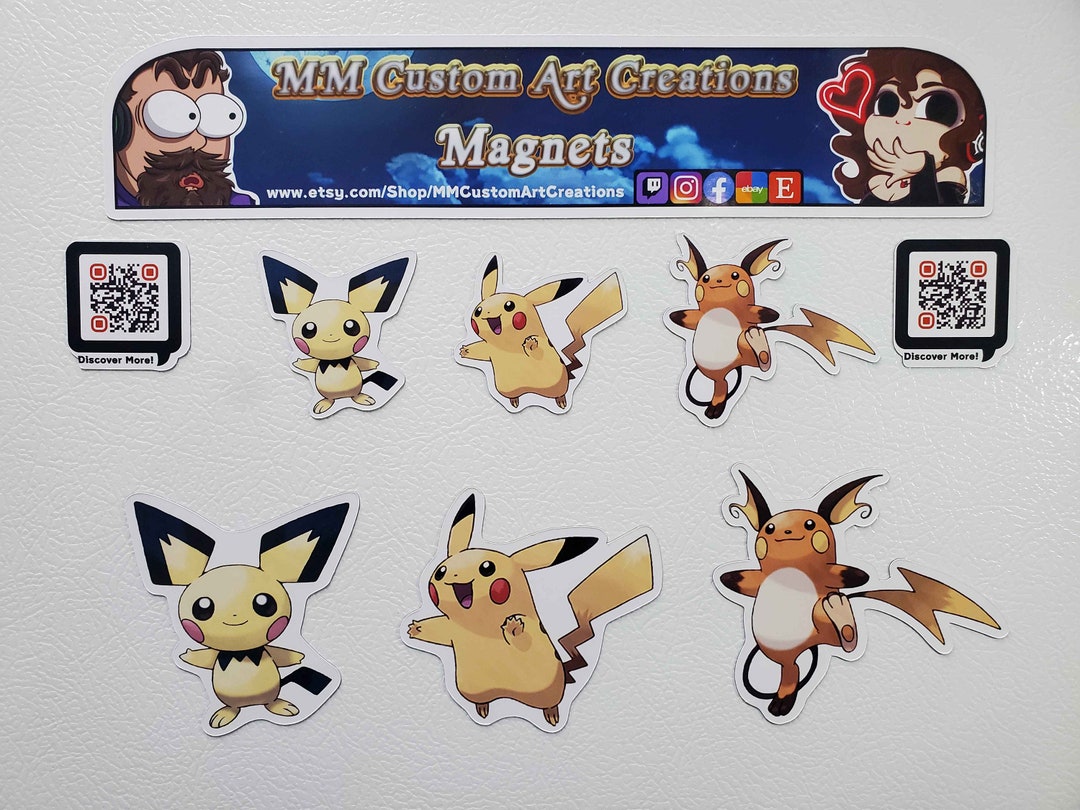 Pichu, Pikachu, Raichu Fridge Magnet Set Pokemon Electric Type Decor ...