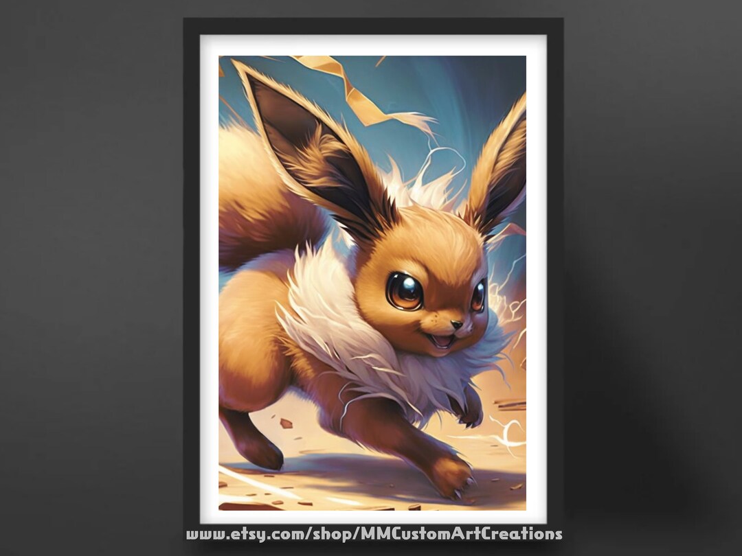 Eevee Poster Print Pokemon Wall Art Eeveelution Decor Perfect Gift for ...