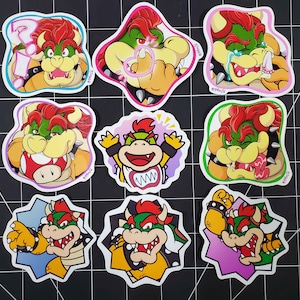 Bowser Sticker Set 9 Super Mario Bros Stickers Glossy Vinyl Decals King ...