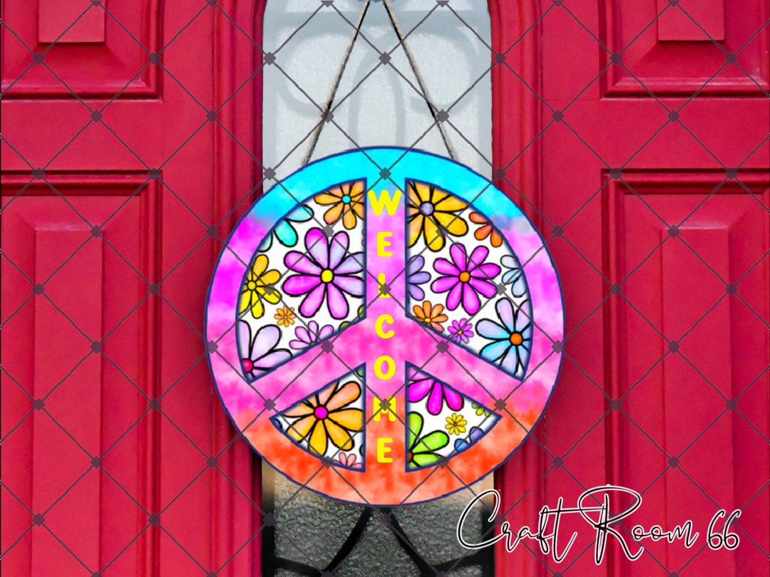 Hippie Welcome Sign Front Door Wood Sign indoor-outdoor Signfront Porch ...