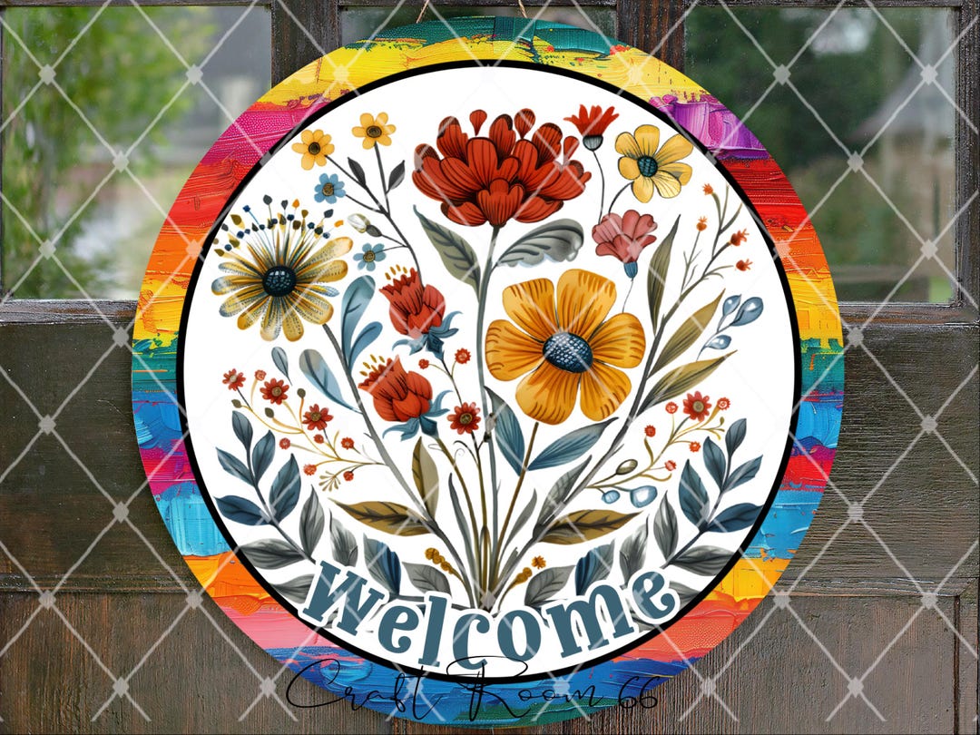 Floral Front Door Wood Sign|indoor-outdoor Sign|porch Decor|gift|home ...
