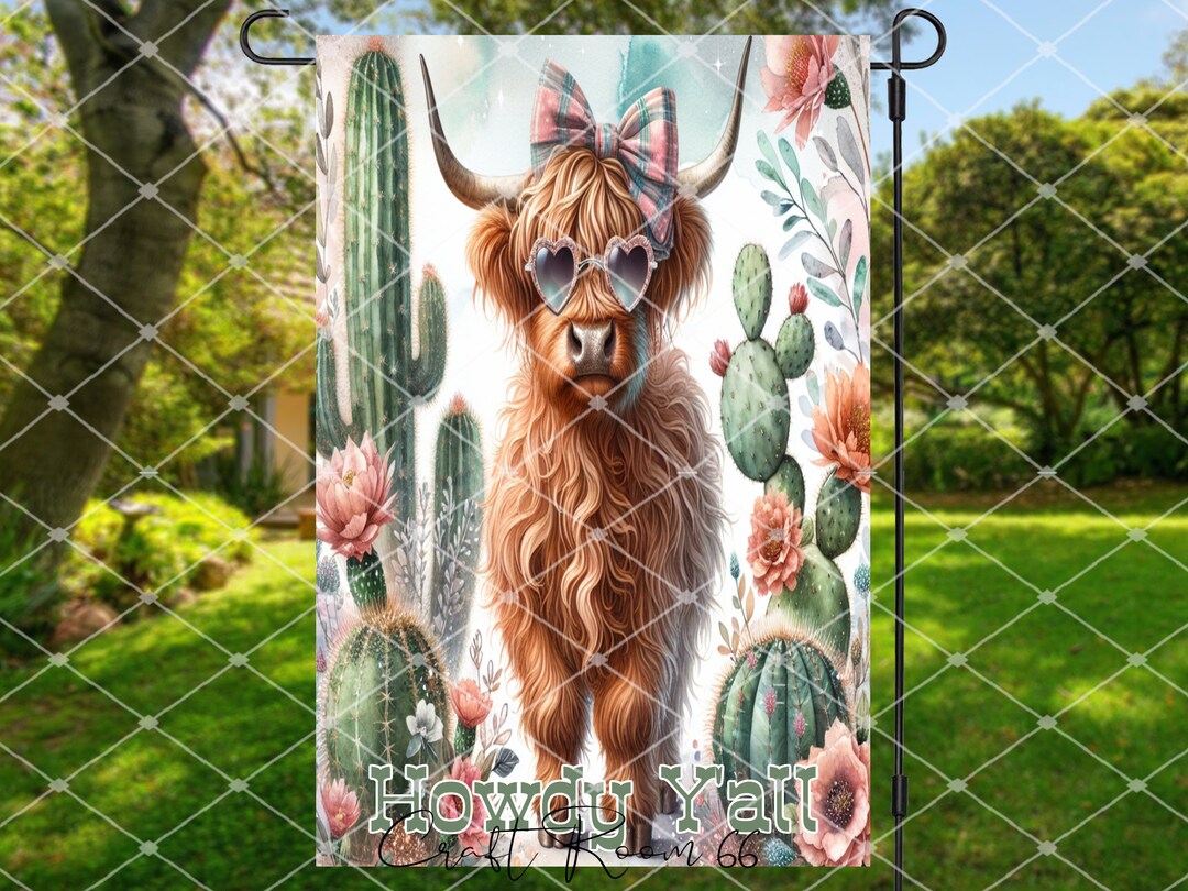 Howdy Highland Cow Decorative Garden Flag|floral|garden Decor|yard Art ...