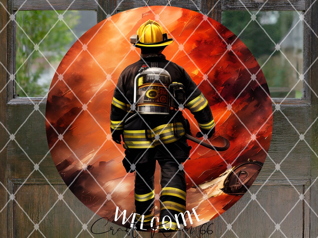 Fireman Welcome Front Door Wood Signinside-outside ...