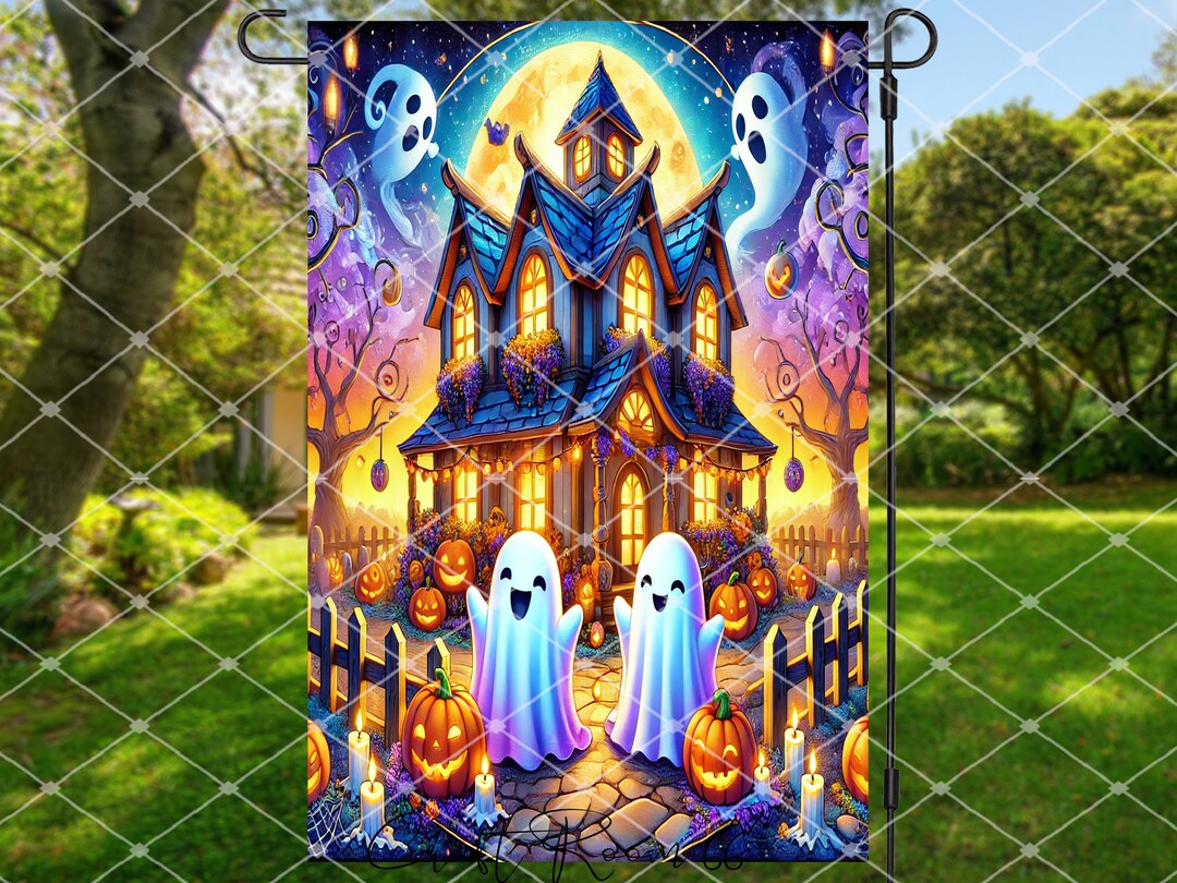 Ghosts Haunted House Decorative Garden Flag|spooky Season|halloween ...