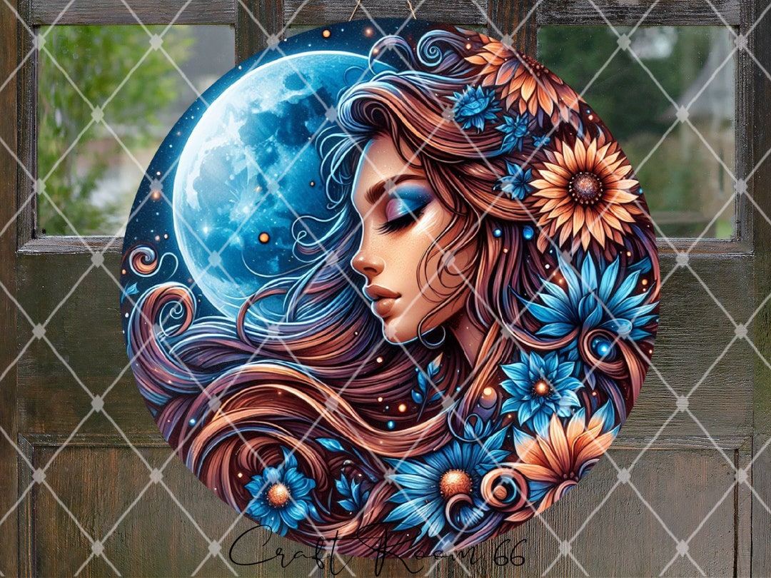 Cosmic Girl-moon Front Door Wood Signindoor-outdoor Signwall ...