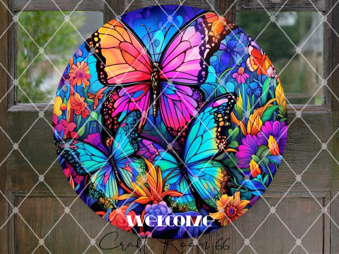 10-designs Butterfly Door Hanger|front Door Decor|butterflies Wood Sign ...