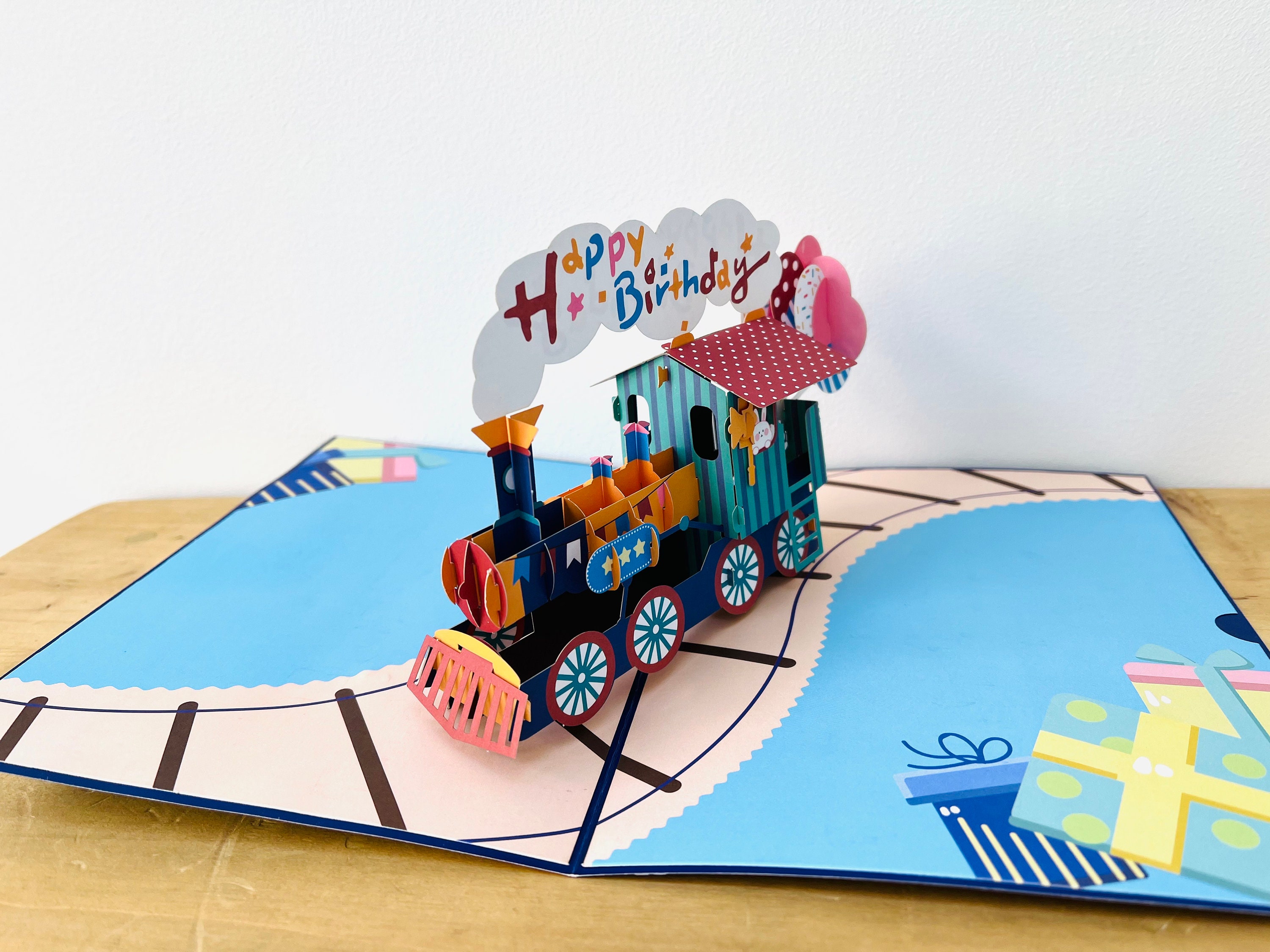 Pop up Train Birthday Card, 3D Train Birthday Card - Etsy