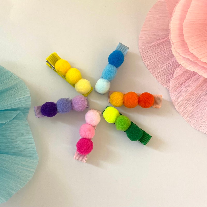 Pom Hair Clips - Etsy