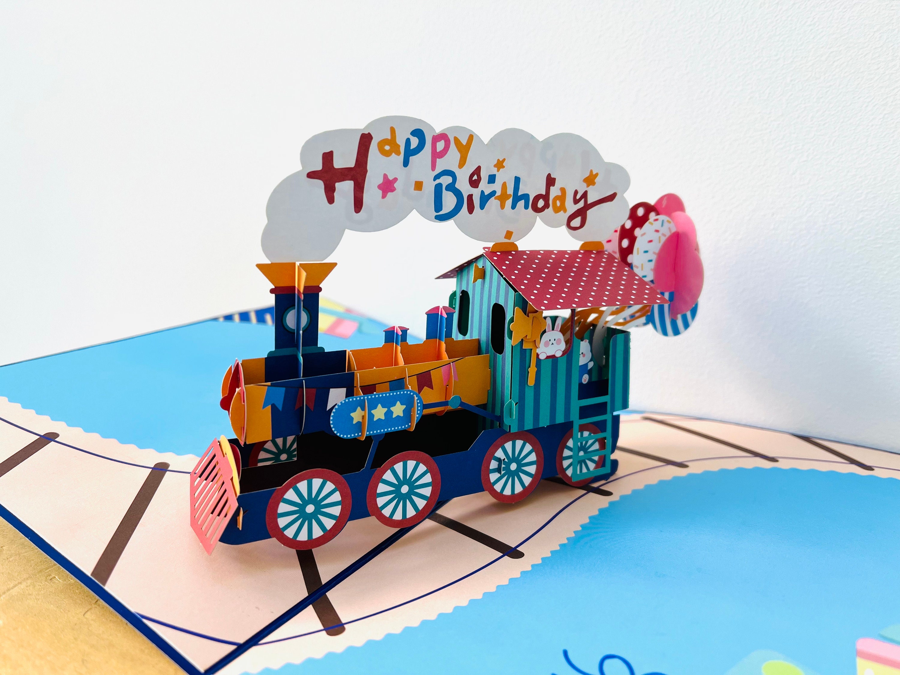 Pop up Train Birthday Card, 3D Train Birthday Card - Etsy UK