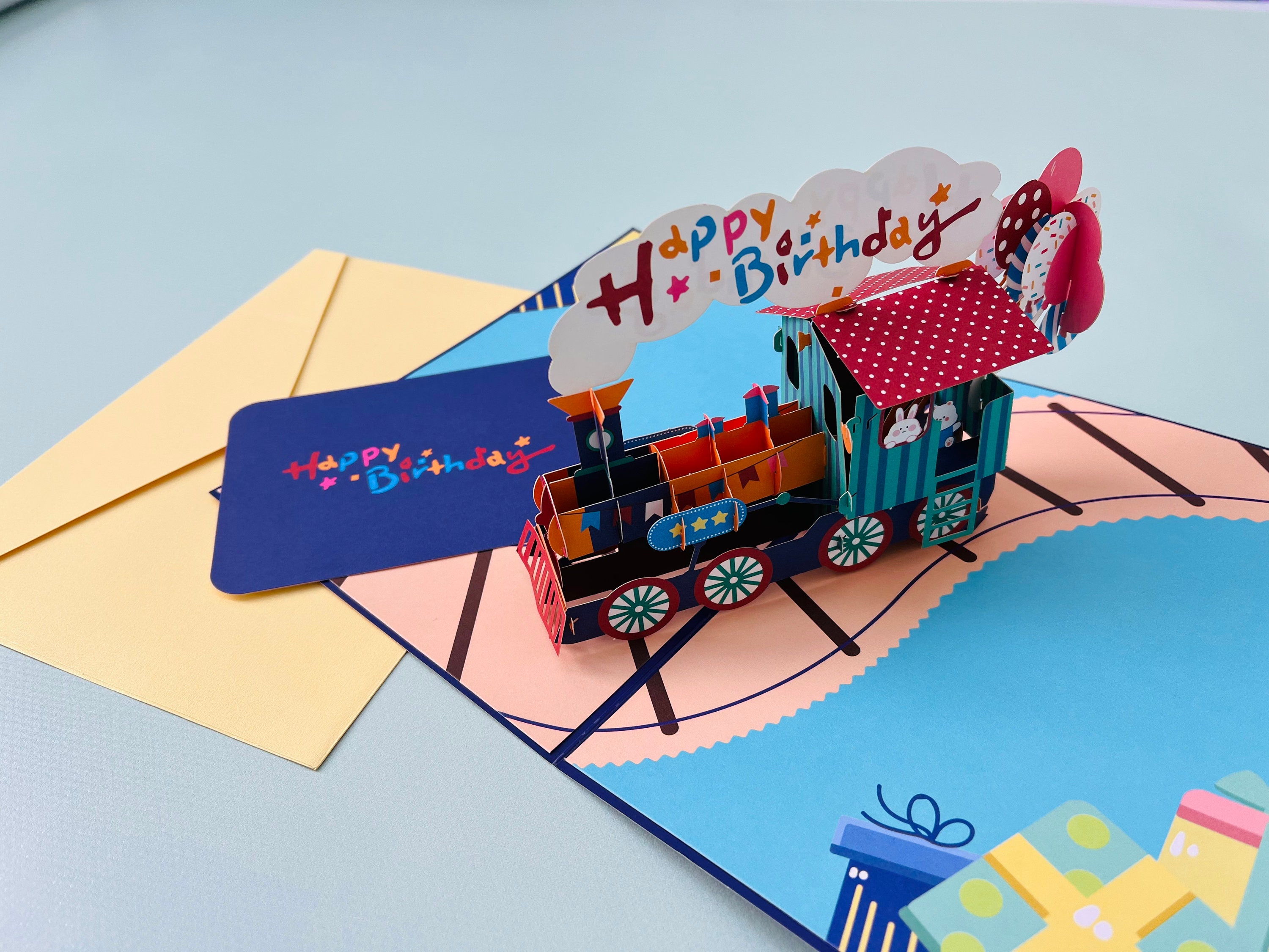 Pop up Train Birthday Card, 3D Train Birthday Card - Etsy