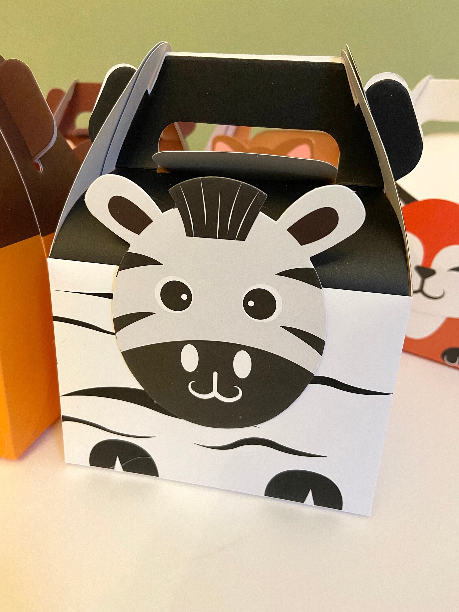 Set of 6 Safari Animal Party Boxes, Animal Party Lunch Boxes, Animal ...