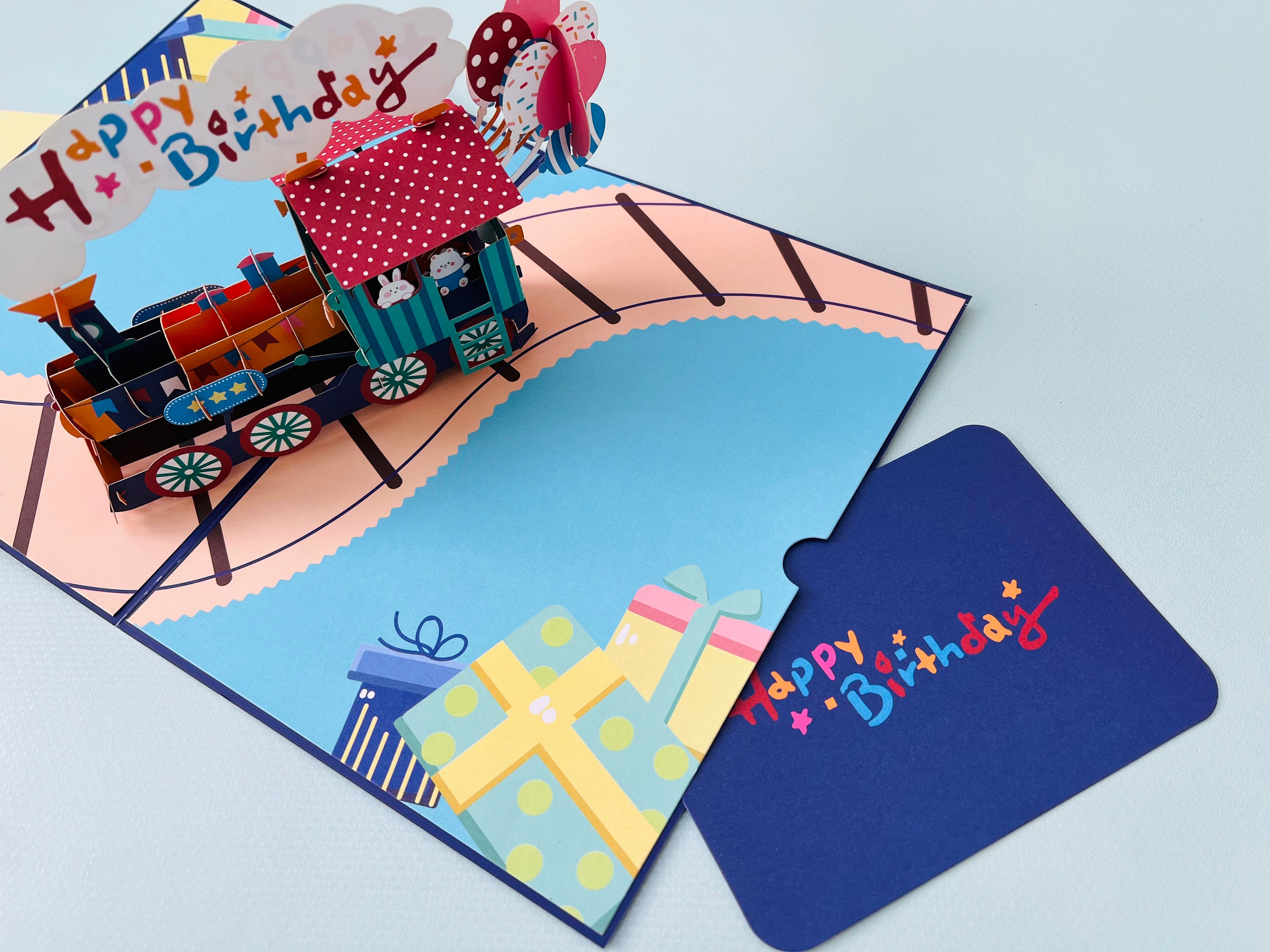 Pop up Train Birthday Card, 3D Train Birthday Card - Etsy UK
