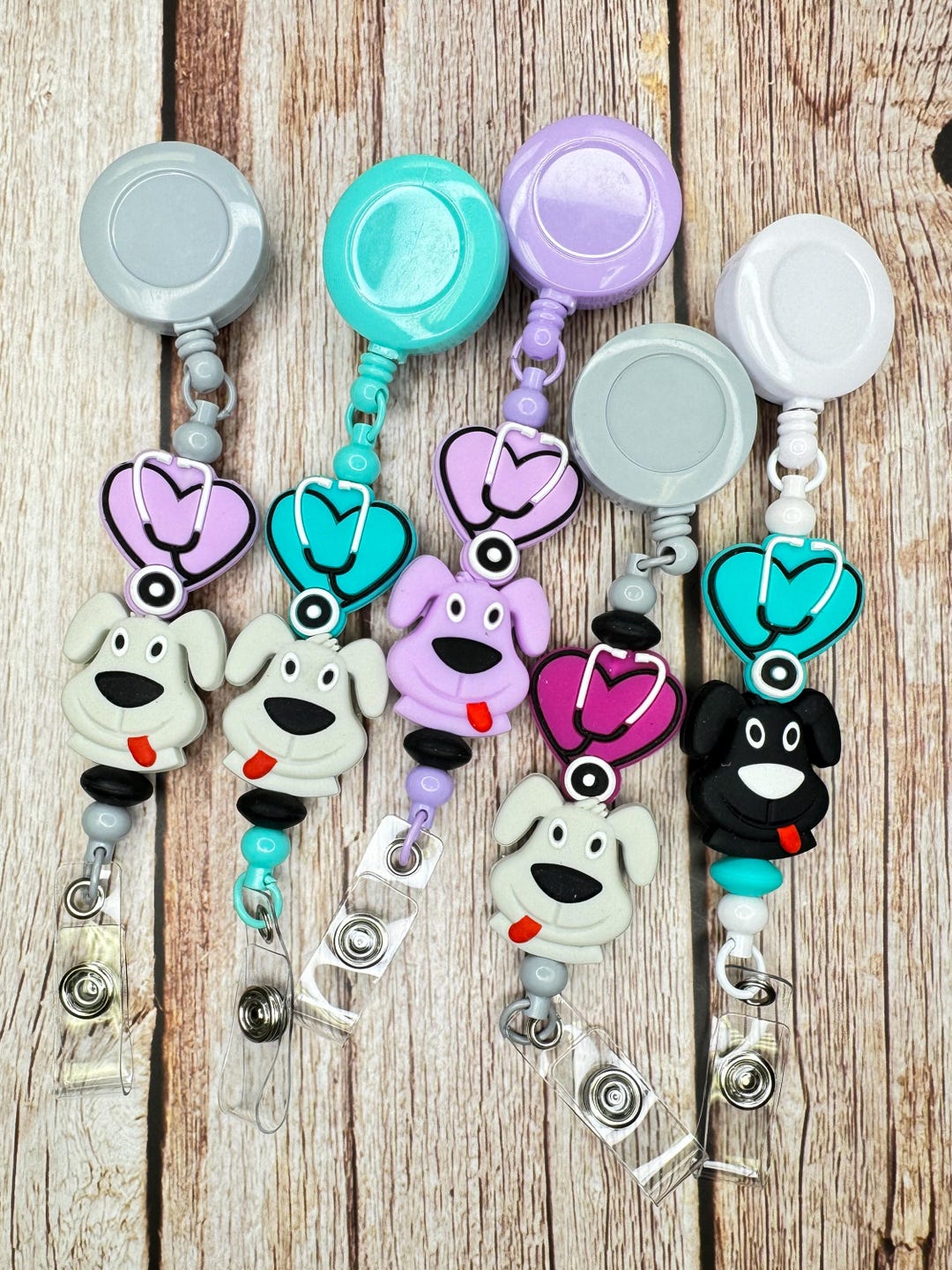 Vet Tech Badge Reel: Paw Print, Animal Charms - Customizable Colors - Etsy