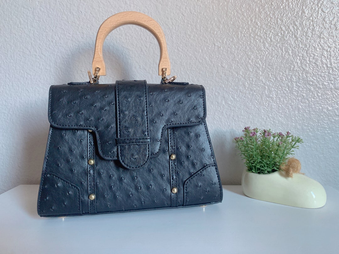 Genuine Ostrich Leather Bag, Vintage Handbag, Ostrich Skin Handbag, Shoulder Bag, Luxury Leather ...