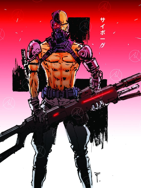 Cyberpunk Cyborg Assassin Manga Art Comic Art Wall Décor | Etsy