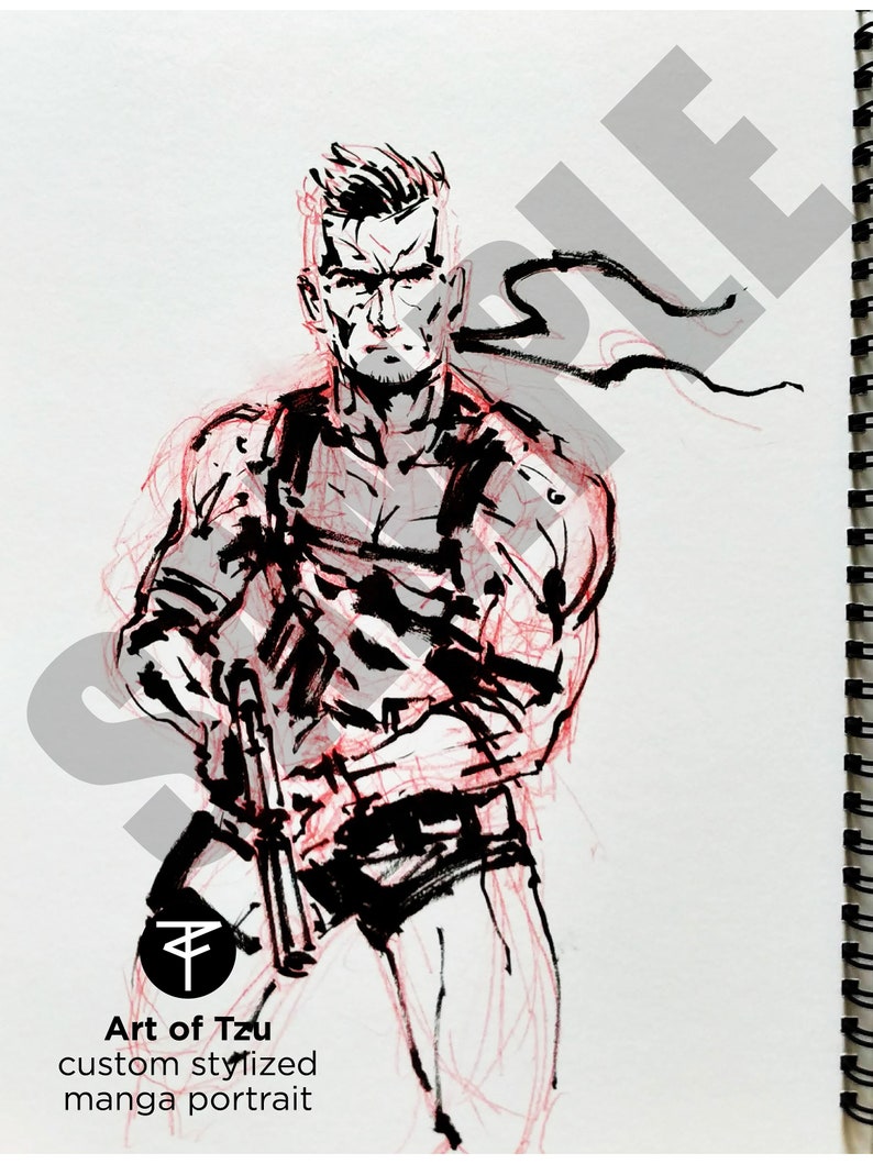 CUSTOM Stylized Manga Portrait - MGS Theme - Etsy